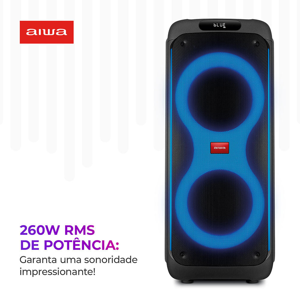 Caixa de Som Party Box, Aiwa, Bluetooth, Luzes Multicores - AWS-PB-04